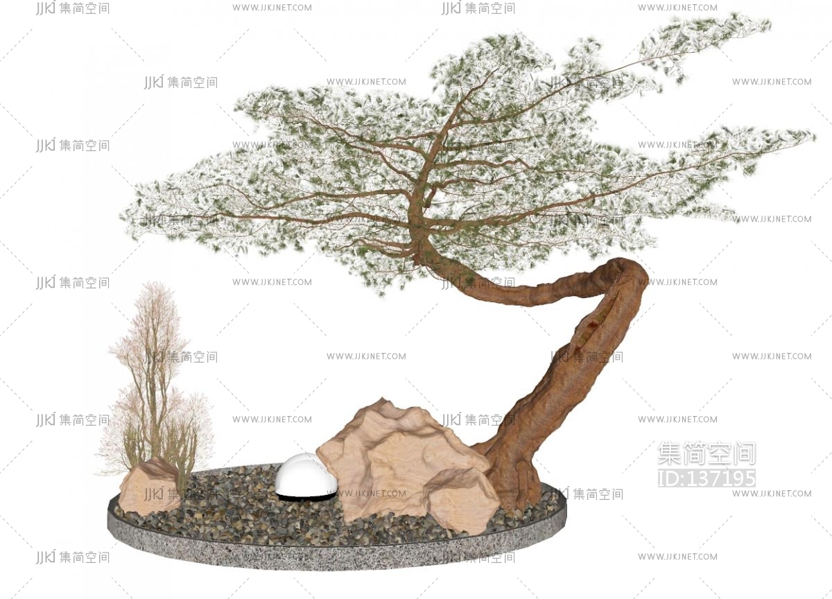 新中式景观绿植松树盆景迎客松su模型su草图模型下载 【集简空间】「每日更新」