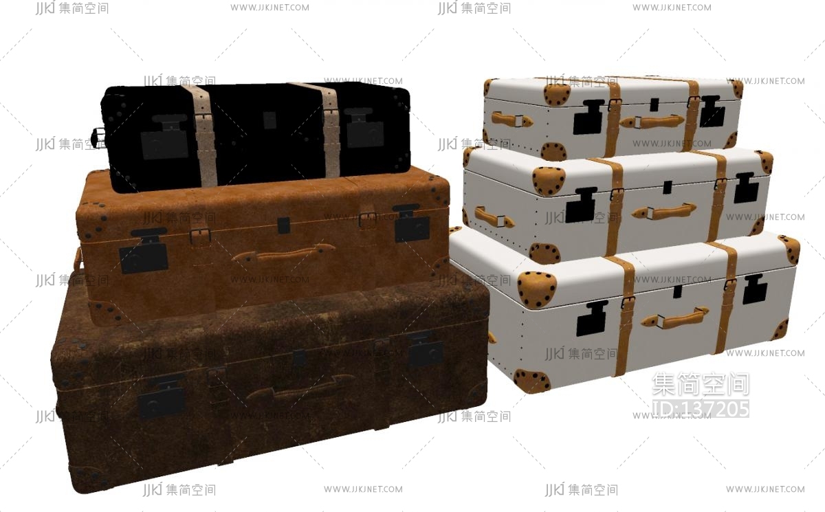 工业风皮箱行李箱su模型su草图模型下载 【集简空间】「每日更新」