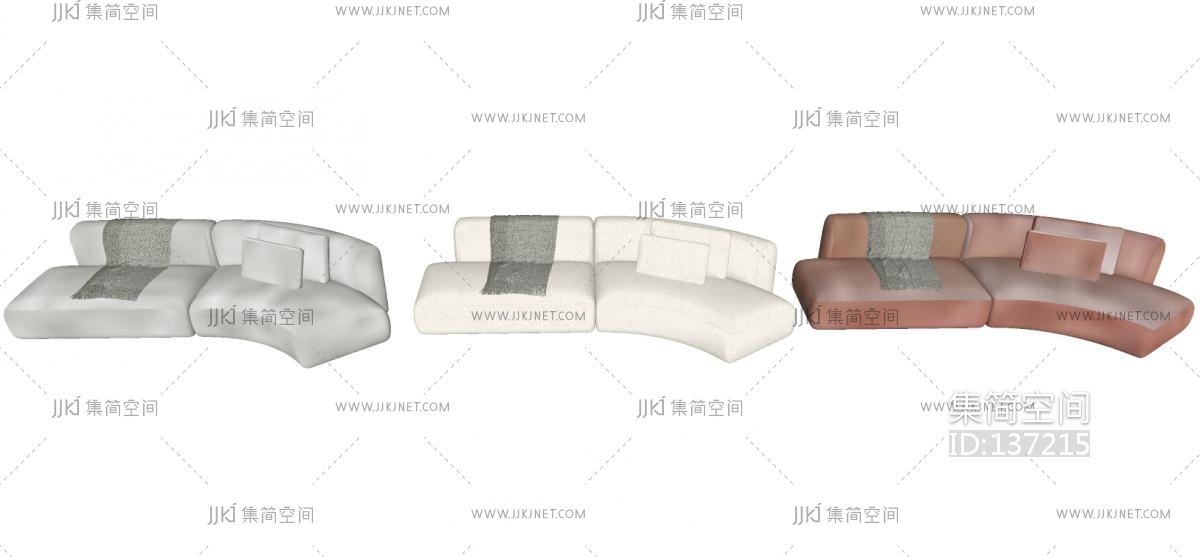 现代双人沙发su模型 Su草图模型下载 【集简空间】「每日更新」