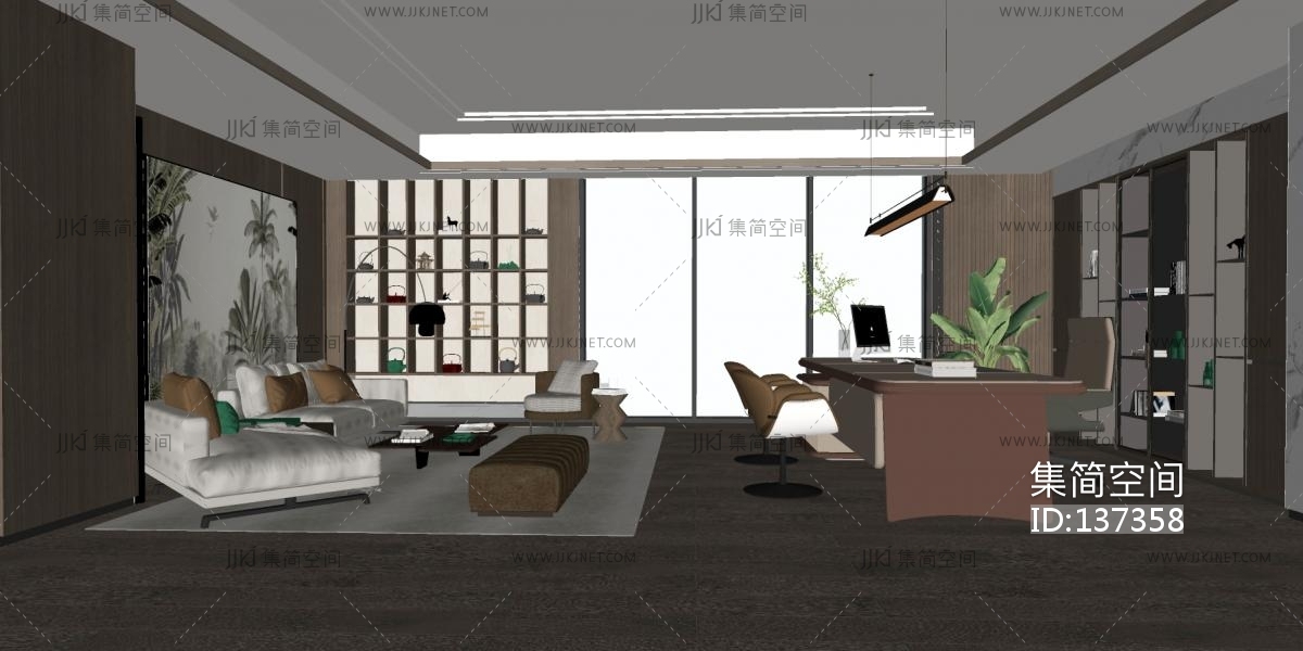 总经理办公室su模型su草图模型下载 【集简空间】「每日更新」