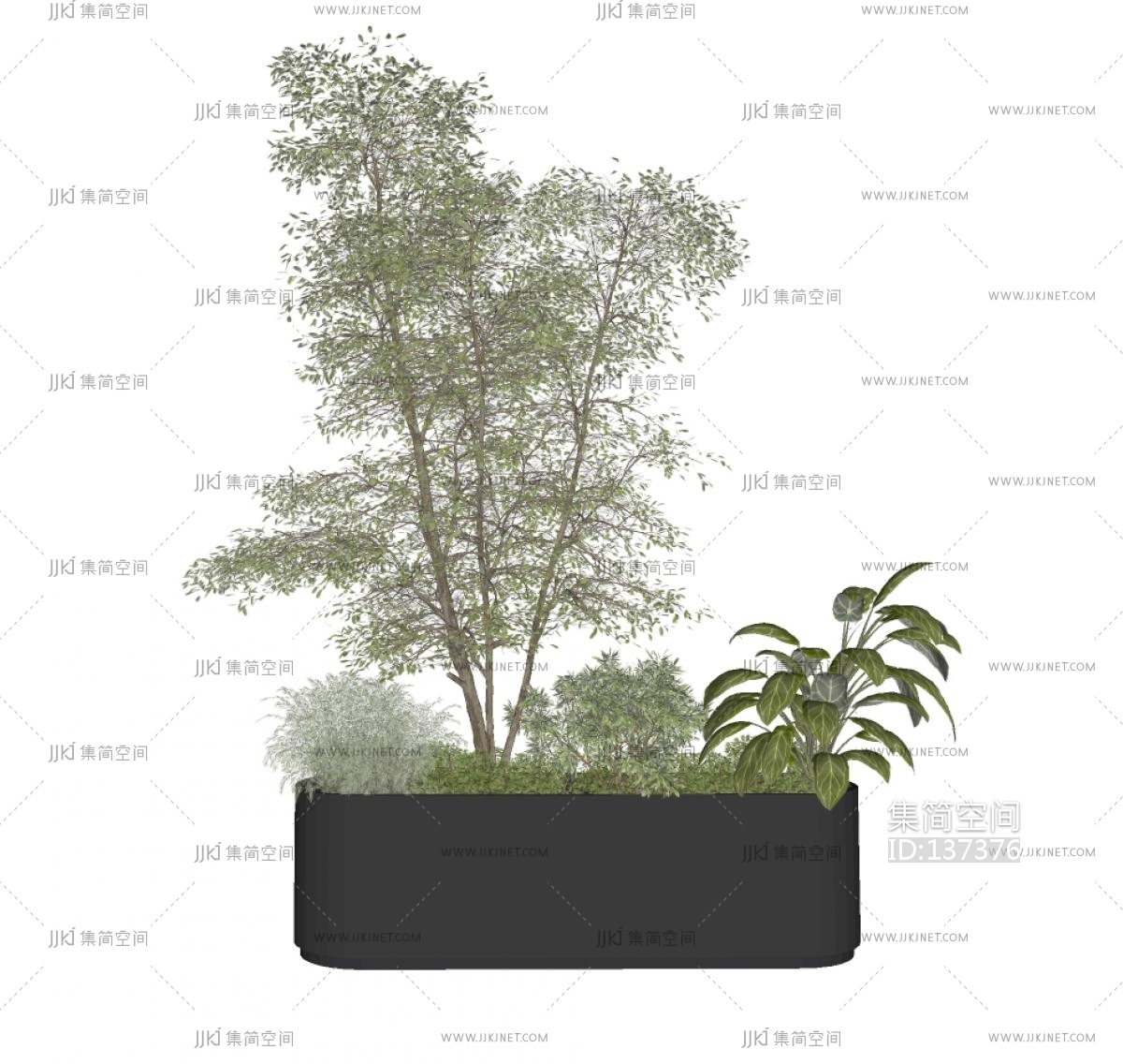 现代花箱绿植植物树,花池花槽su模型su草图模型下载 【集简空间】「每日更新」