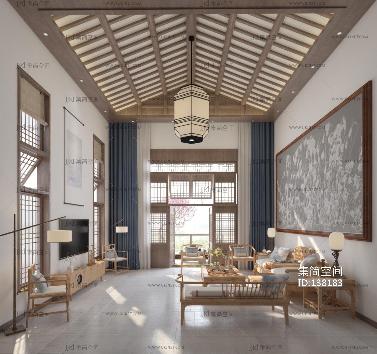 中式客厅3d模型下载-【集简空间】「每日更新」