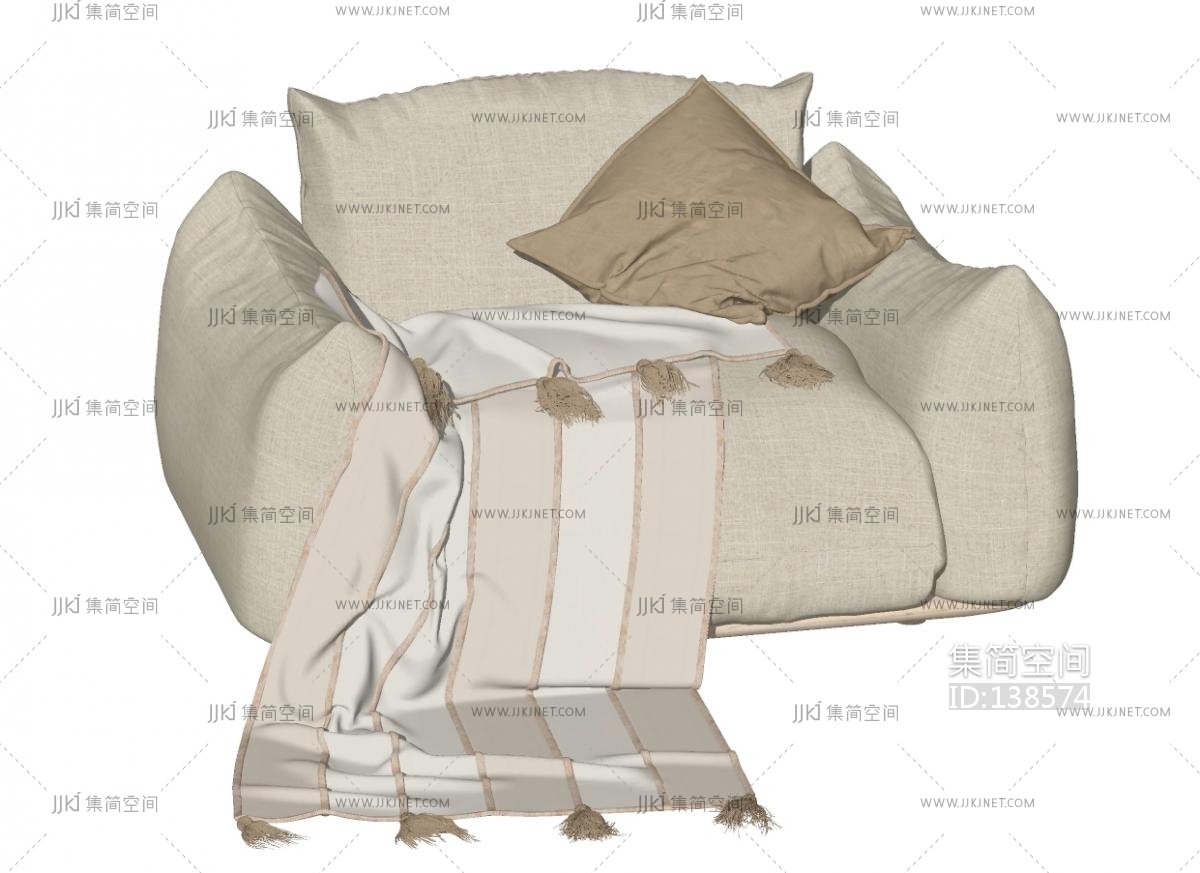 现代单人沙发su模型su草图模型下载 【集简空间】「每日更新」
