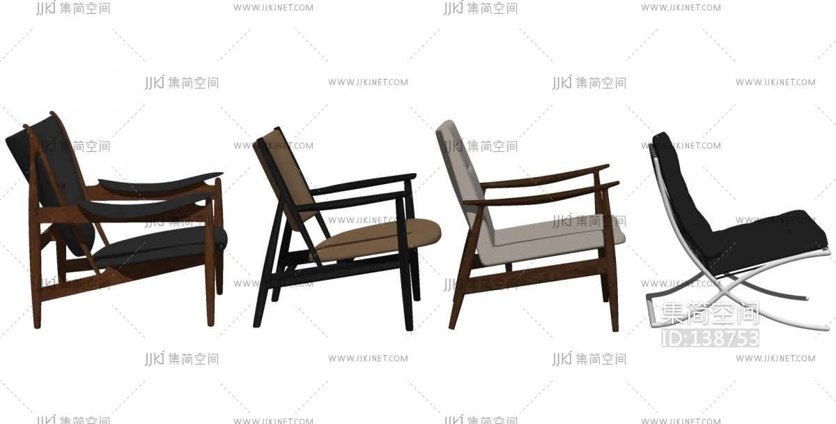 现代休闲椅su模型su草图模型下载 【集简空间】「每日更新」