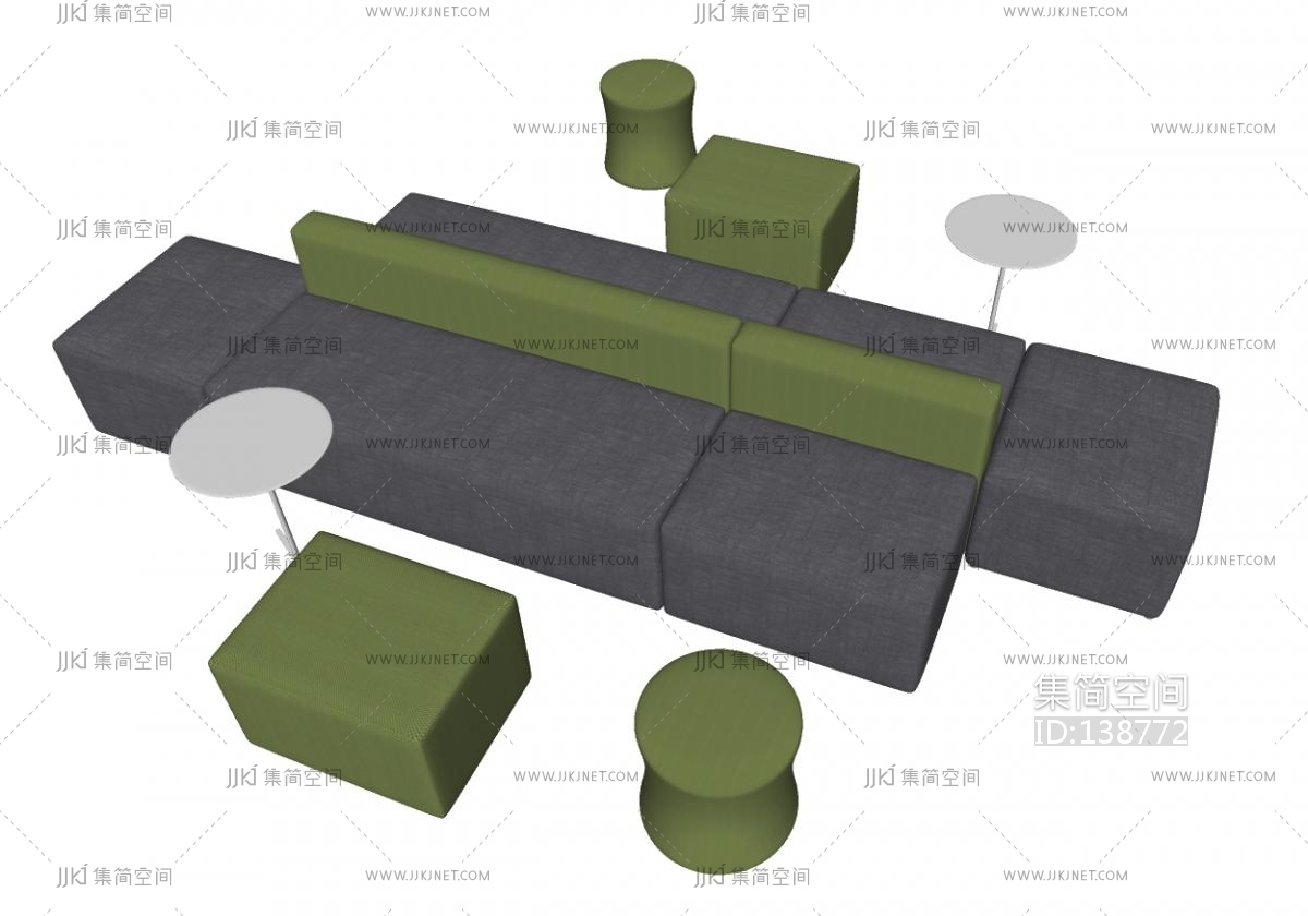 现代办公休闲沙发组合su模型su草图模型下载 【集简空间】「每日更新」