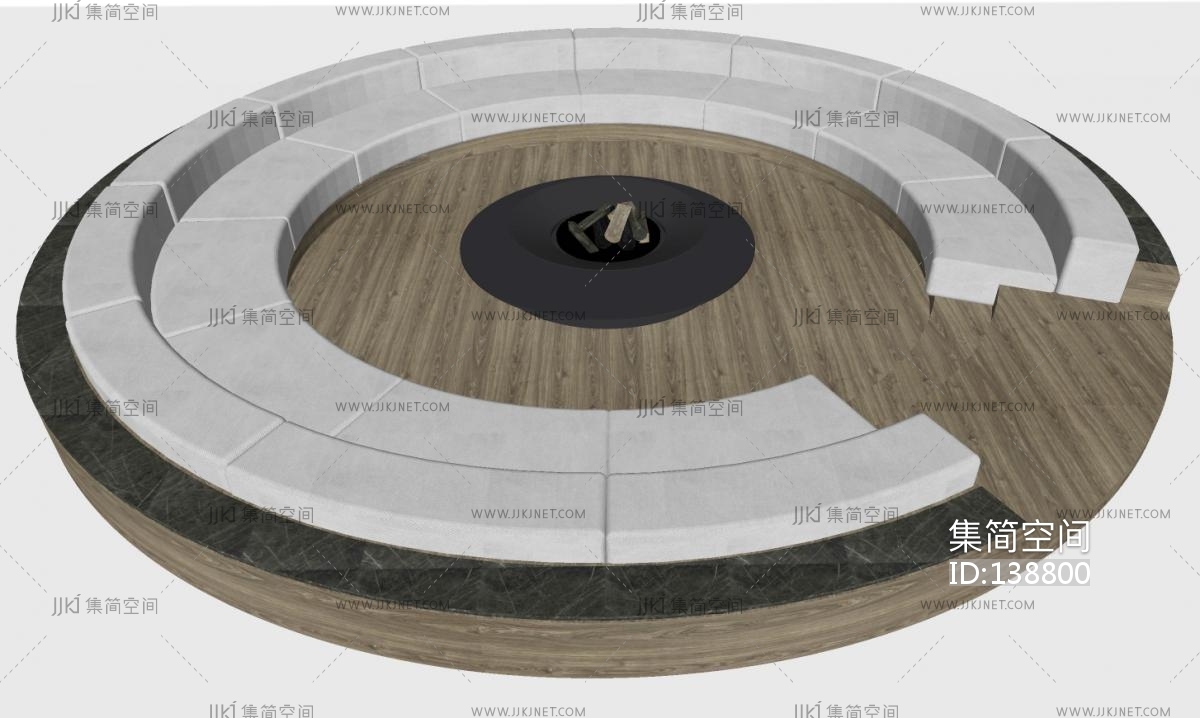 现代户外卡座,环形座椅su模型su草图模型下载 【集简空间】「每日更新」