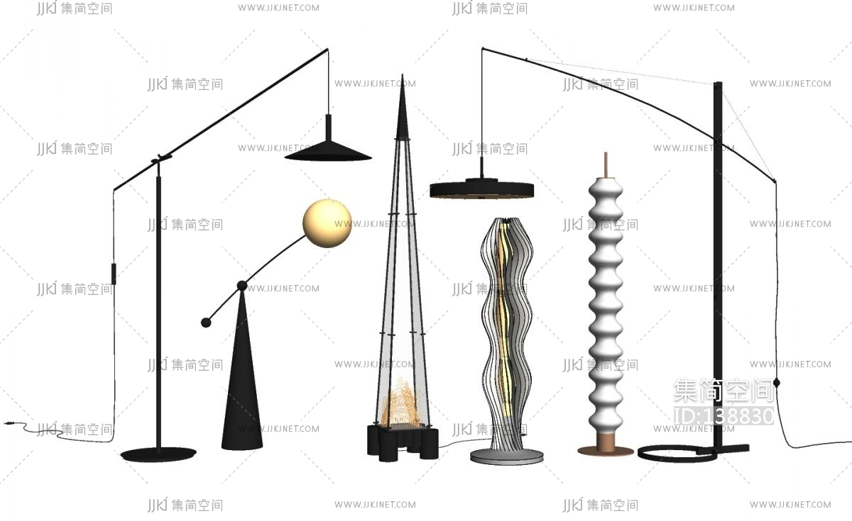 现代落地灯su模型su草图模型下载 【集简空间】「每日更新」