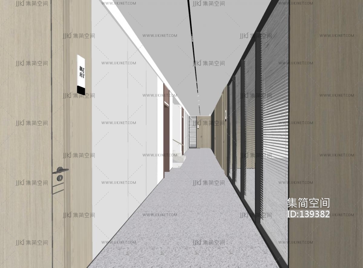 现代办公室过道su模型su草图模型下载 【集简空间】「每日更新」