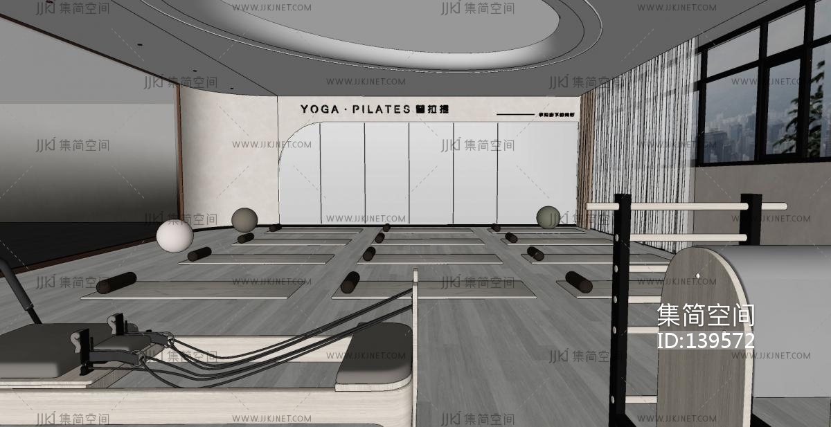 侘寂风格瑜伽室，健身房su模型su草图模型下载 【集简空间】「每日更新」