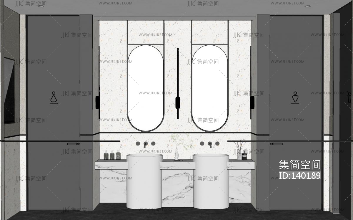现代公共卫生间su模型su草图模型下载 【集简空间】「每日更新」