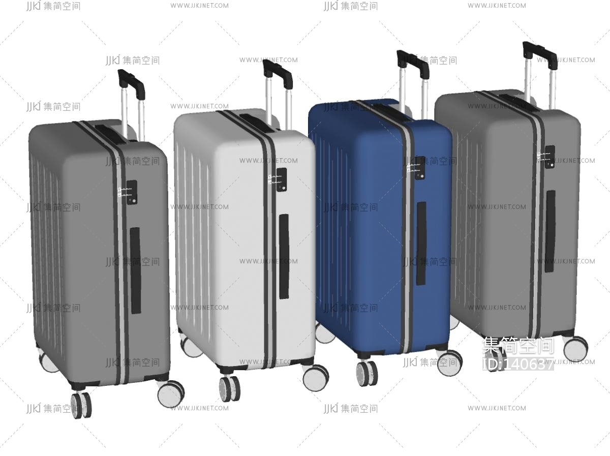 现代行李箱拉杆箱su模型su草图模型下载 【集简空间】「每日更新」