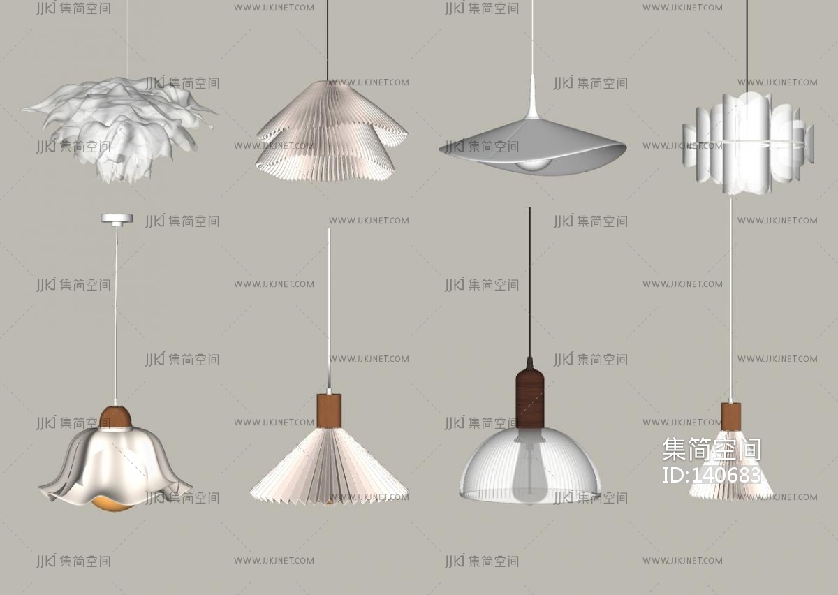 现代小吊灯组合su模型su草图模型下载 【集简空间】「每日更新」