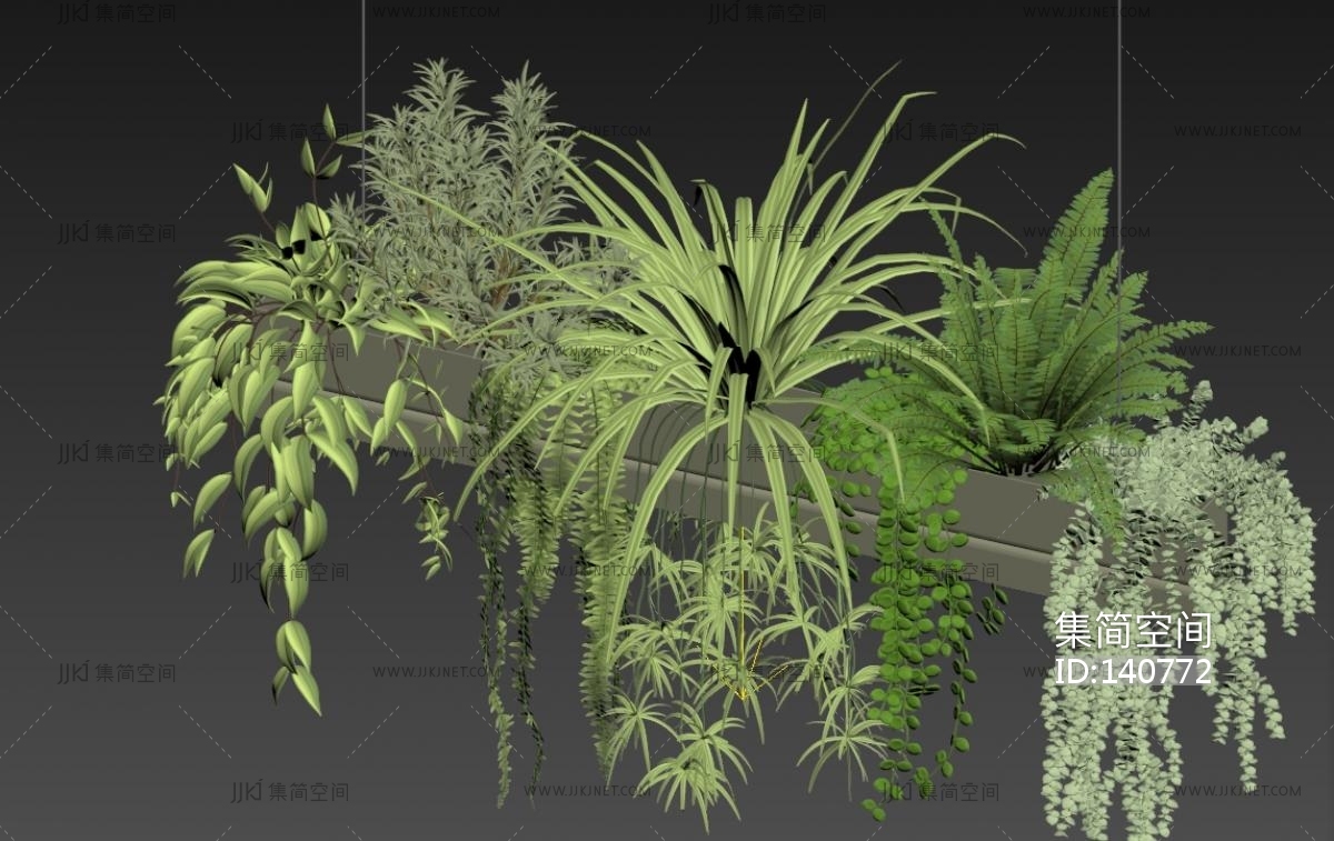 现代 吊篮,吊装绿植植物 3d模型下载 【集简空间】「每日更新」