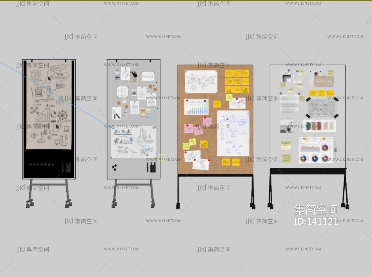 现代办公用品白板 3d模型下载 【集简空间】「每日更新」