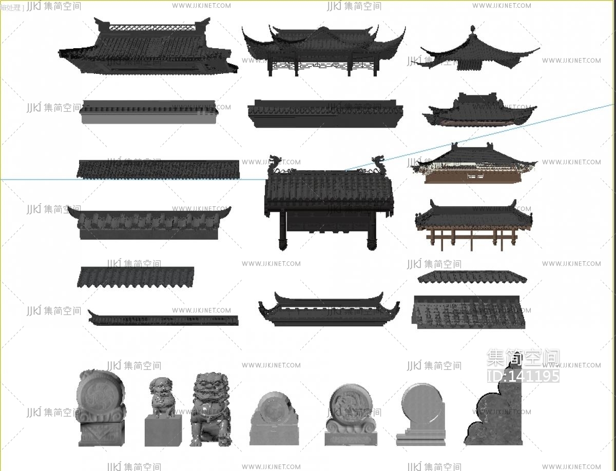 新中式屋檐 房檐 屋顶 门头 3d模型下载 【集简空间】「每日更新」