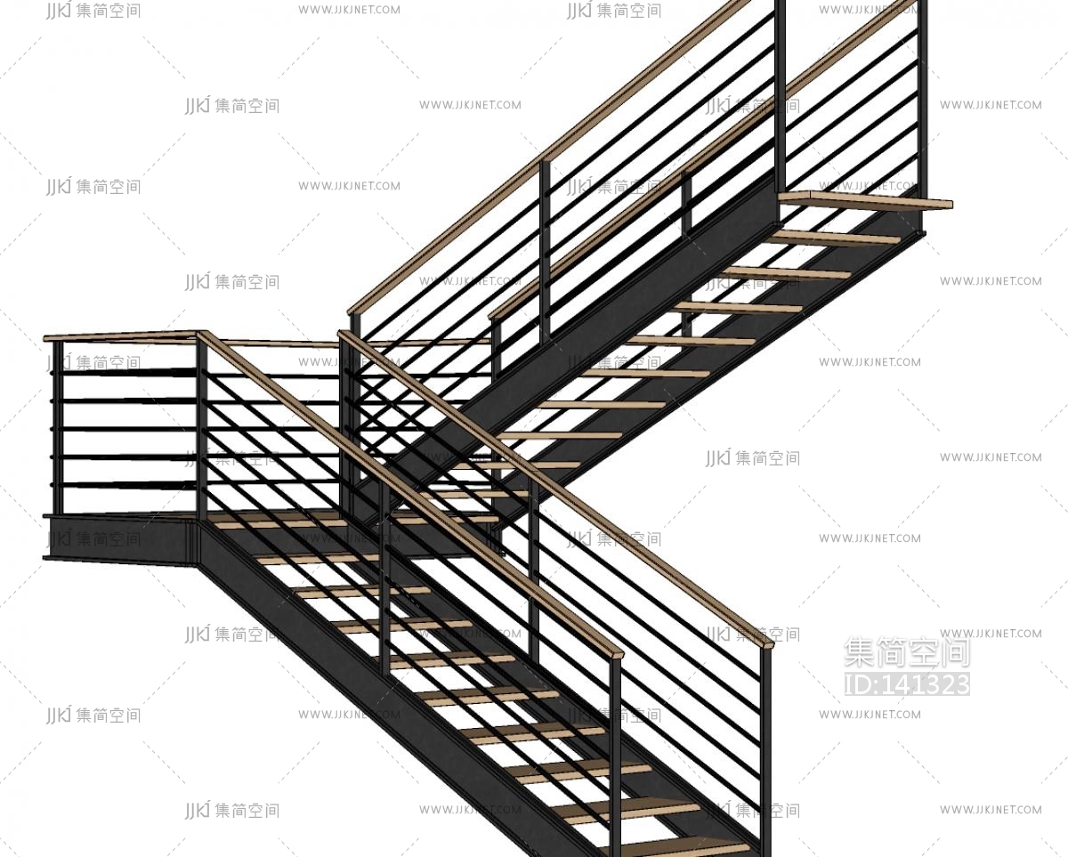 现代钢结构楼梯su模型su草图模型下载 【集简空间】「每日更新」