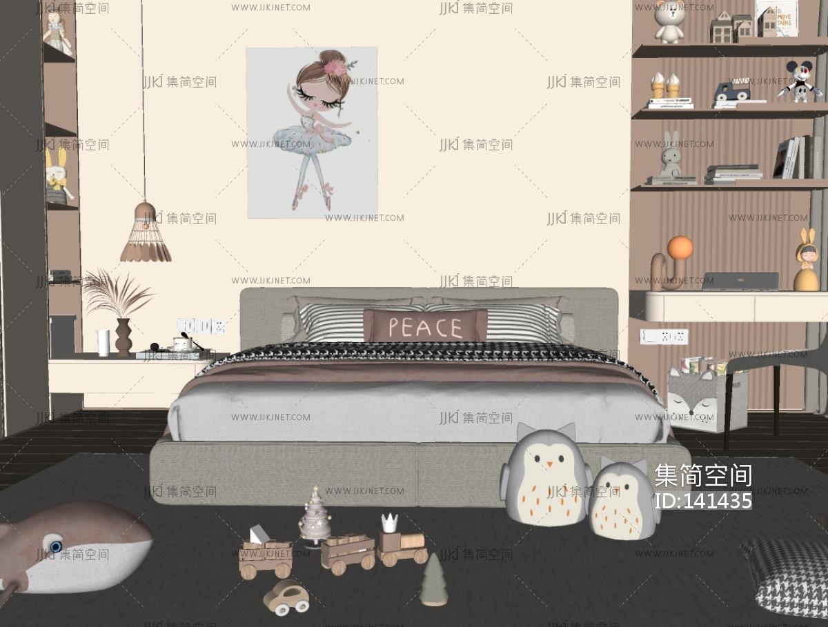 现代儿童床su模型su草图模型下载 【集简空间】「每日更新」