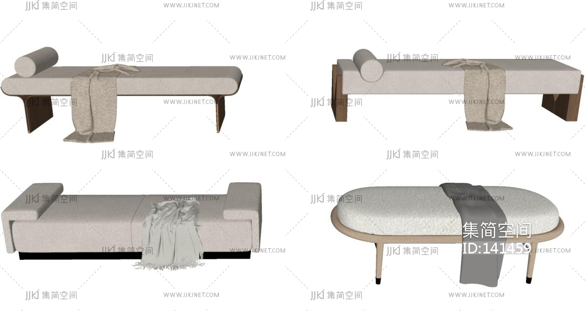 新中式床尾凳su模型su草图模型下载 【集简空间】「每日更新」