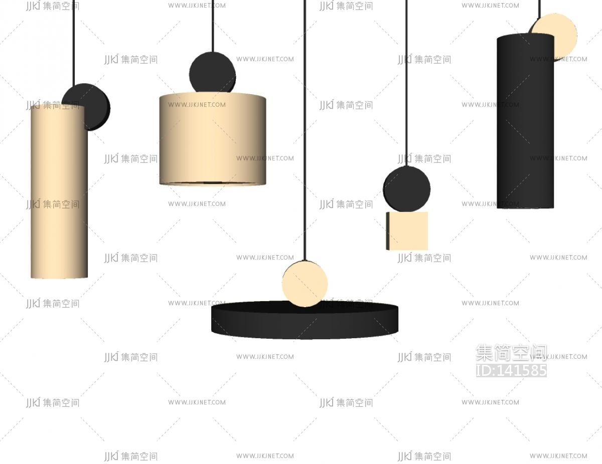 现代小吊灯组合su模型su草图模型下载 【集简空间】「每日更新」