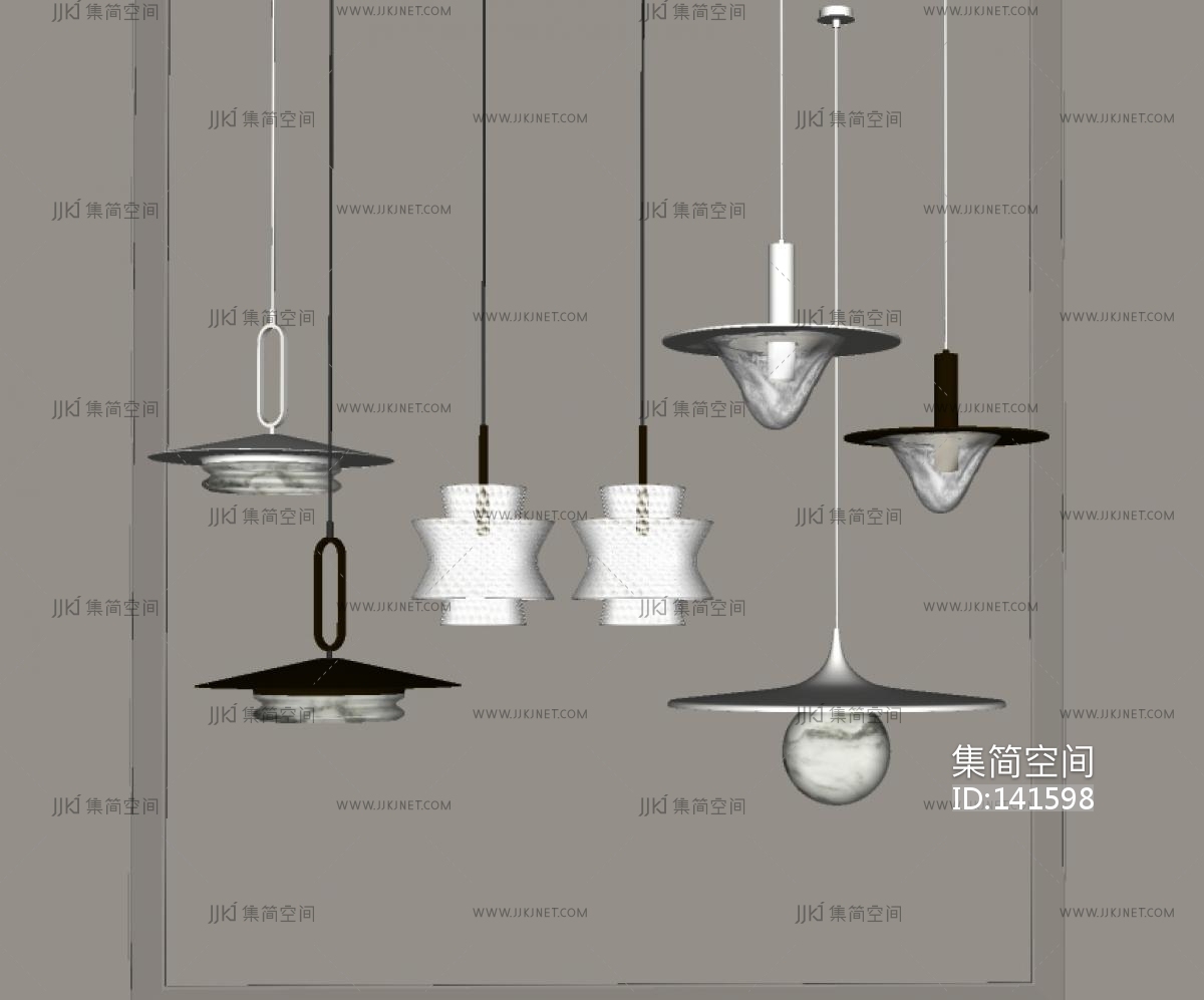 新中式小吊灯组合su模型su草图模型下载 【集简空间】「每日更新」