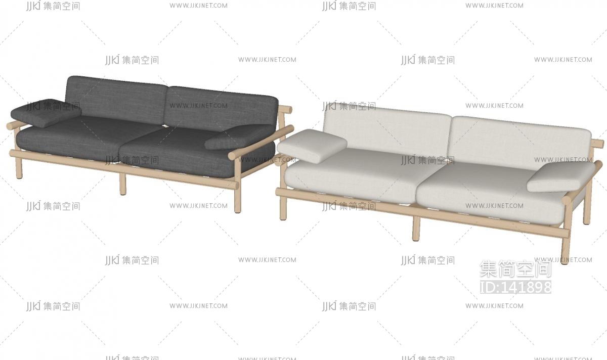 北欧双人沙发su模型su草图模型下载 【集简空间】「每日更新」