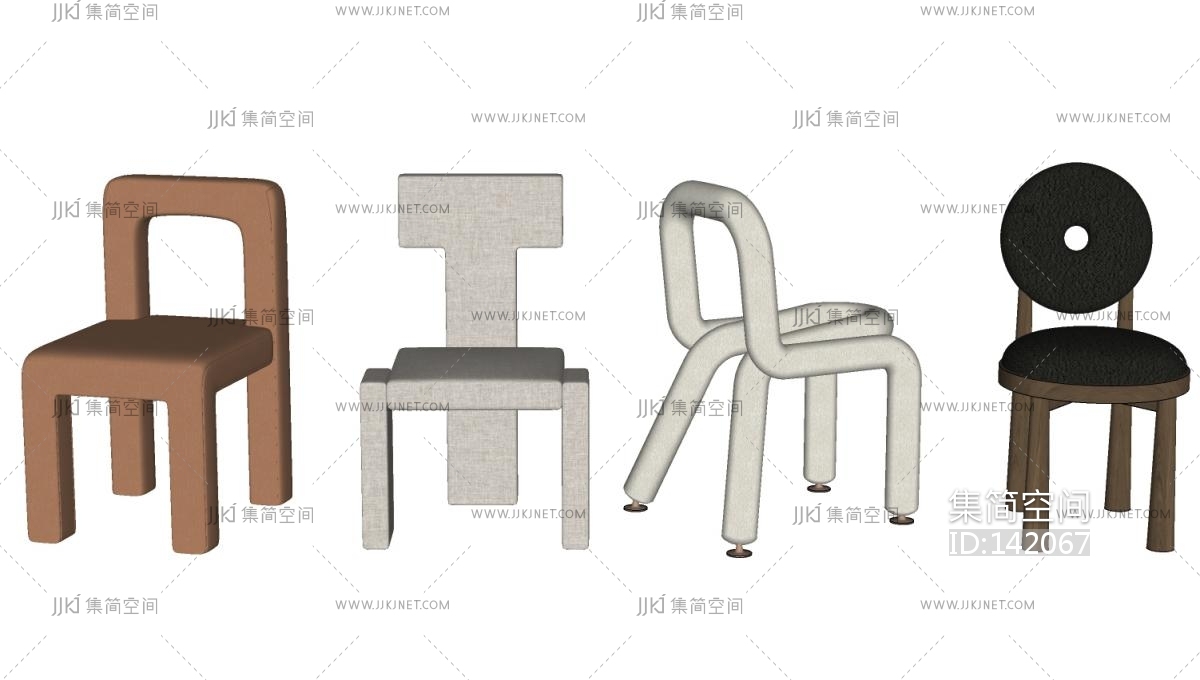 现代餐椅单椅组合su模型su草图模型下载 【集简空间】「每日更新」