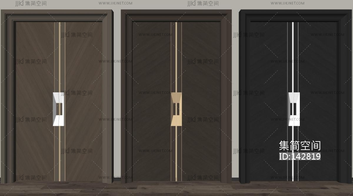 现代双开门入户门su模型su草图模型下载 【集简空间】「每日更新」