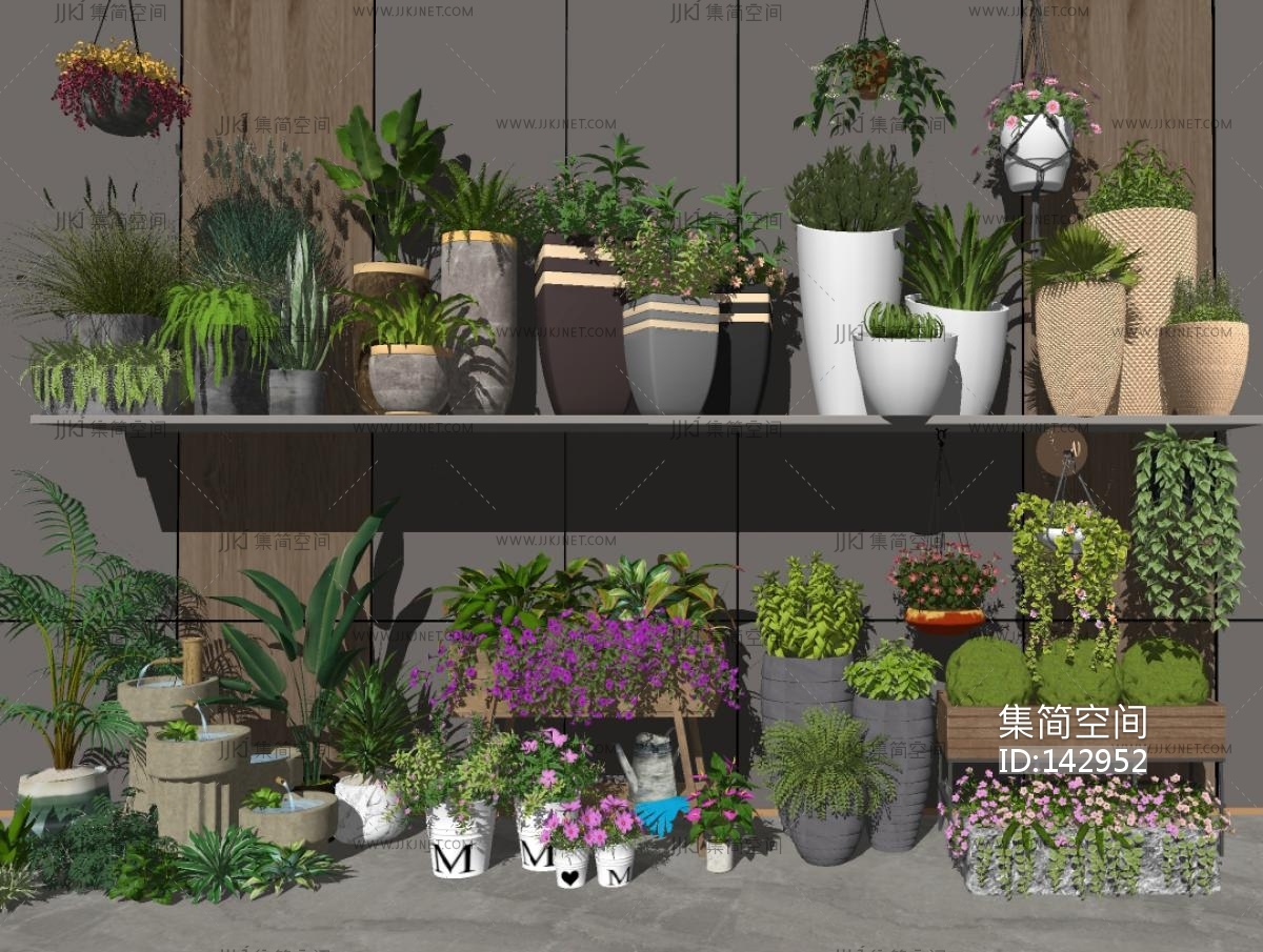 现在绿植盆栽,户外绿植花箱su模型su草图模型下载 【集简空间】「每日更新」
