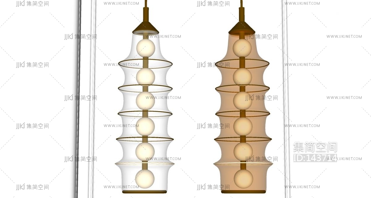 现代艺术玻璃吊灯 竹节吊灯su草图模型下载 【集简空间】「每日更新」