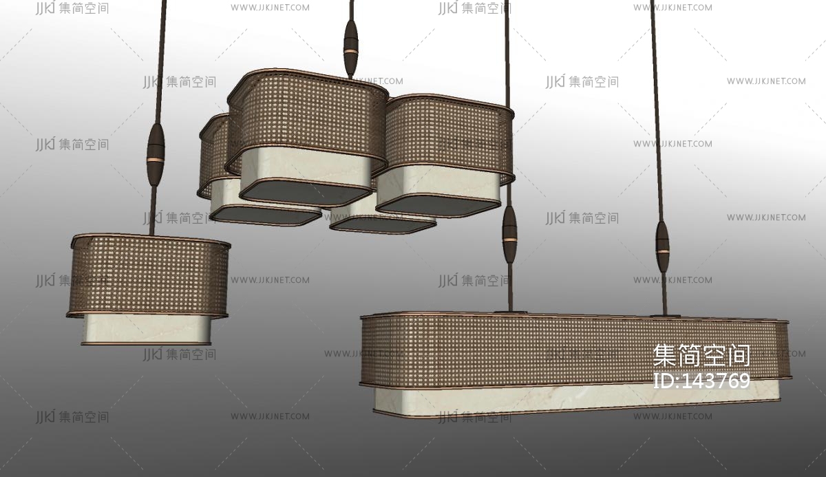 新中式吊灯su模型su草图模型下载 【集简空间】「每日更新」