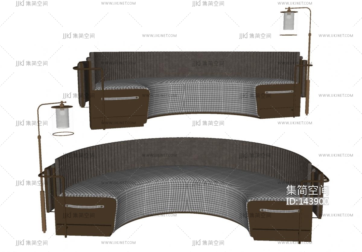 现代卡座沙发su模型su草图模型下载 【集简空间】「每日更新」