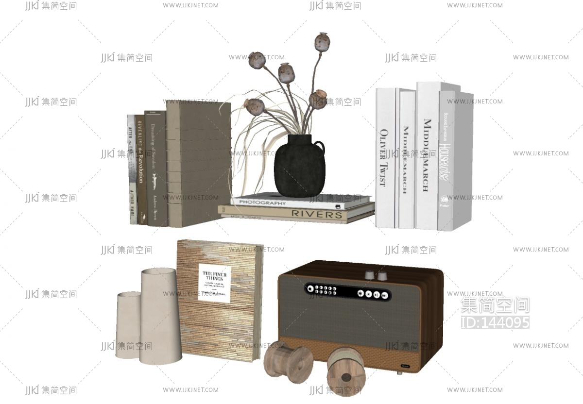现代饰品摆件组合su模型su草图模型下载 【集简空间】「每日更新」