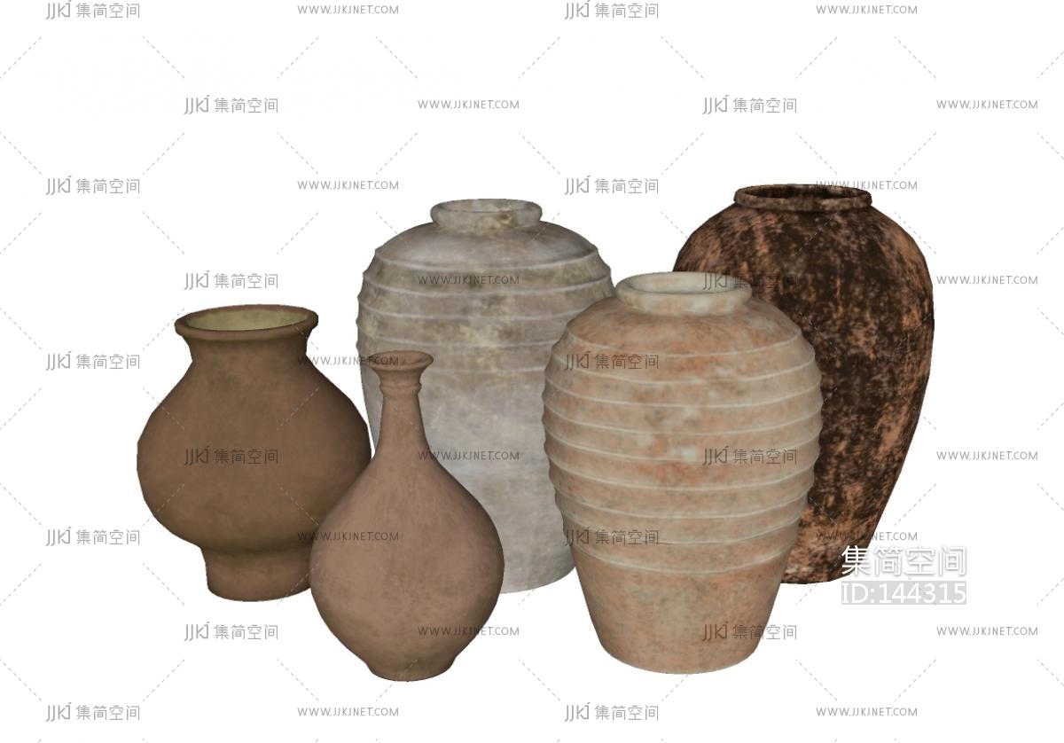 侘寂风陶罐组合su模型su草图模型下载 【集简空间】「每日更新」