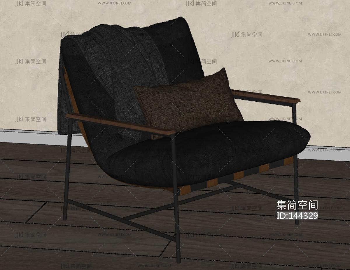 现代中古风休闲椅，单椅su模型su草图模型下载 【集简空间】「每日更新」