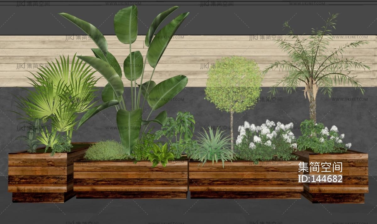 植物组合，花槽su模型su草图模型下载 【集简空间】「每日更新」