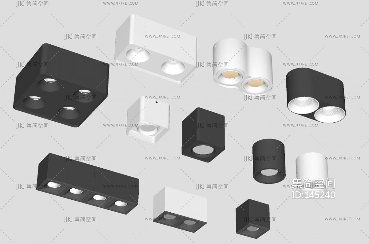 现代筒灯射灯组合su模型su草图模型下载 【集简空间】「每日更新」