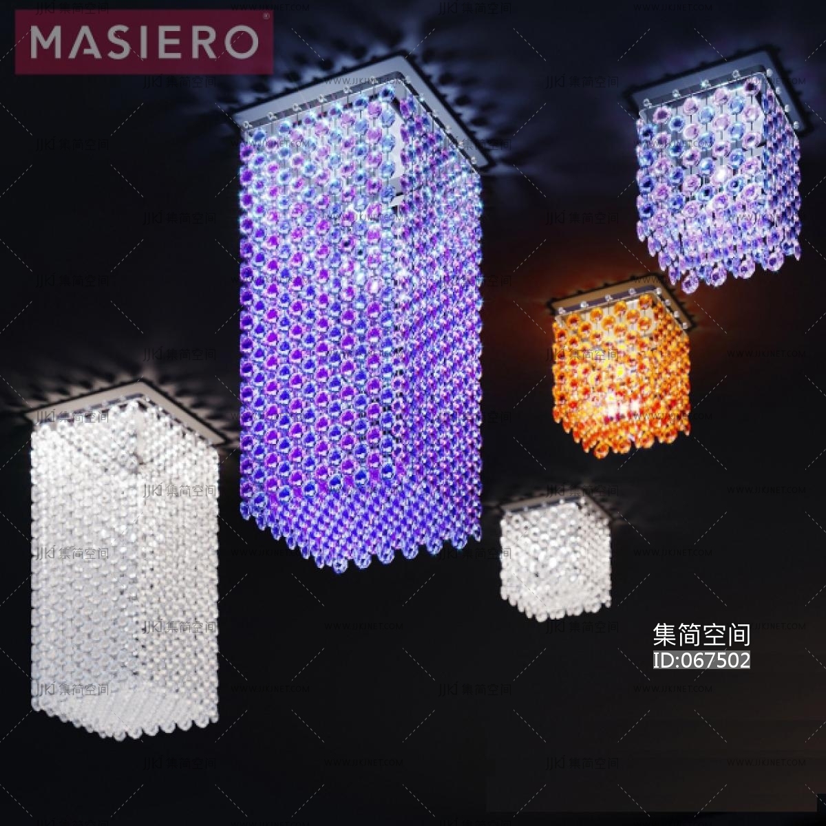 40 现代水晶吊灯吸顶灯cr材质3d模型下载 【集简空间】「每日更新」
