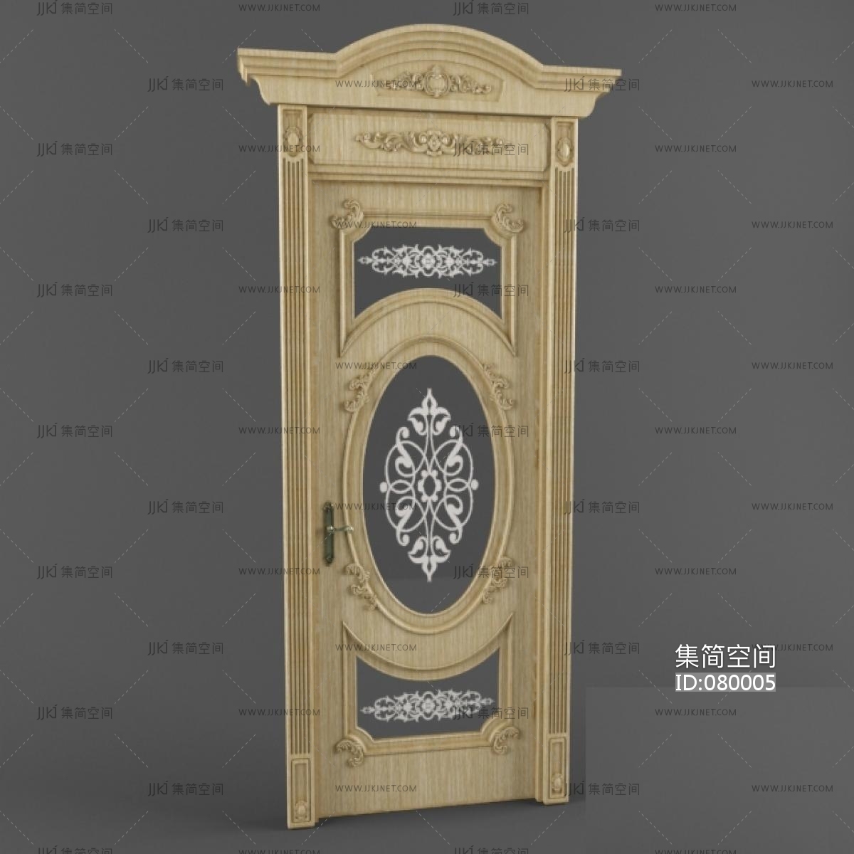 欧式法式实木雕花木门玻璃门3d模型下载 【集简空间】「每日更新」