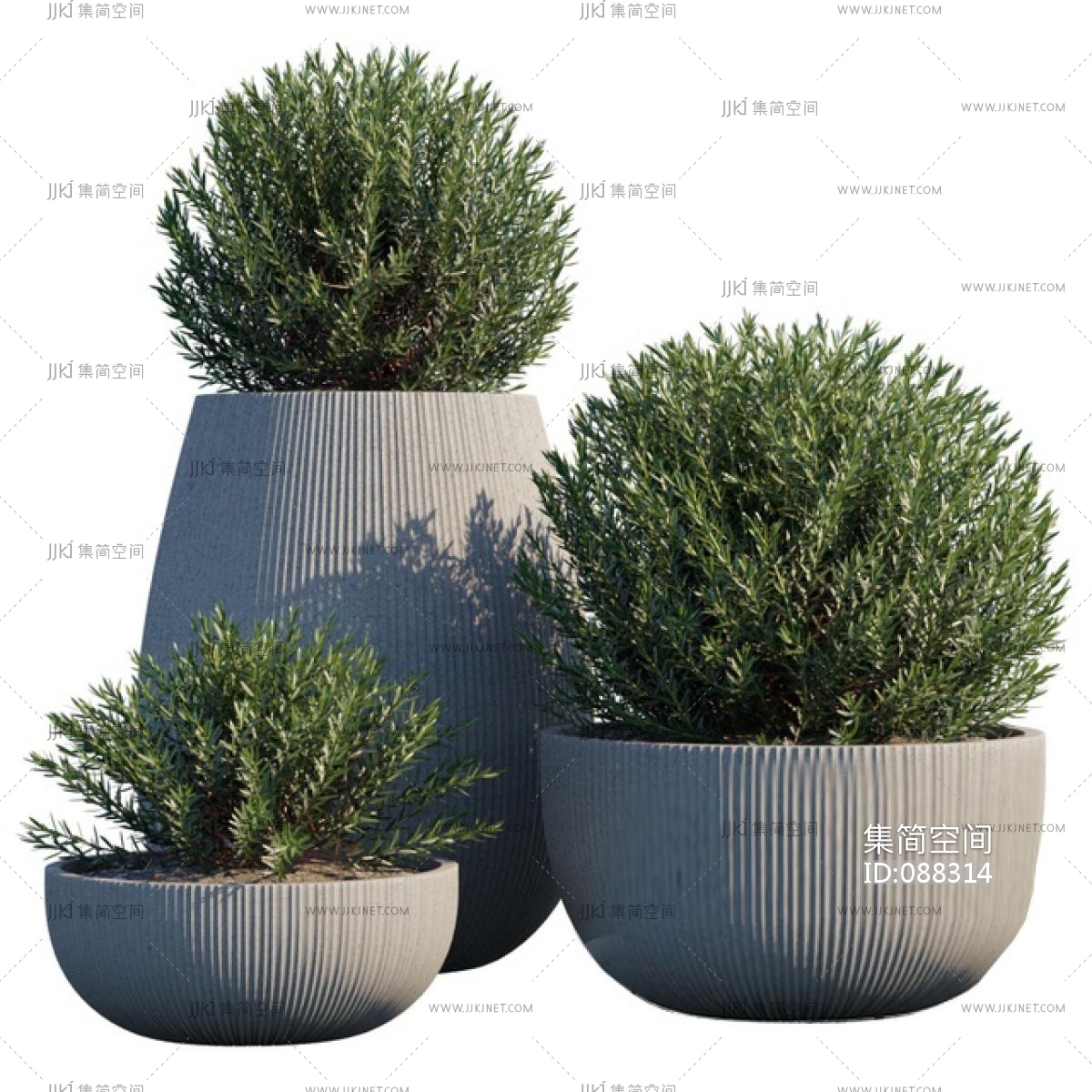 12现代室外盆栽植物,花盆绿植球3d模型下载 【集简空间】「每日更新」