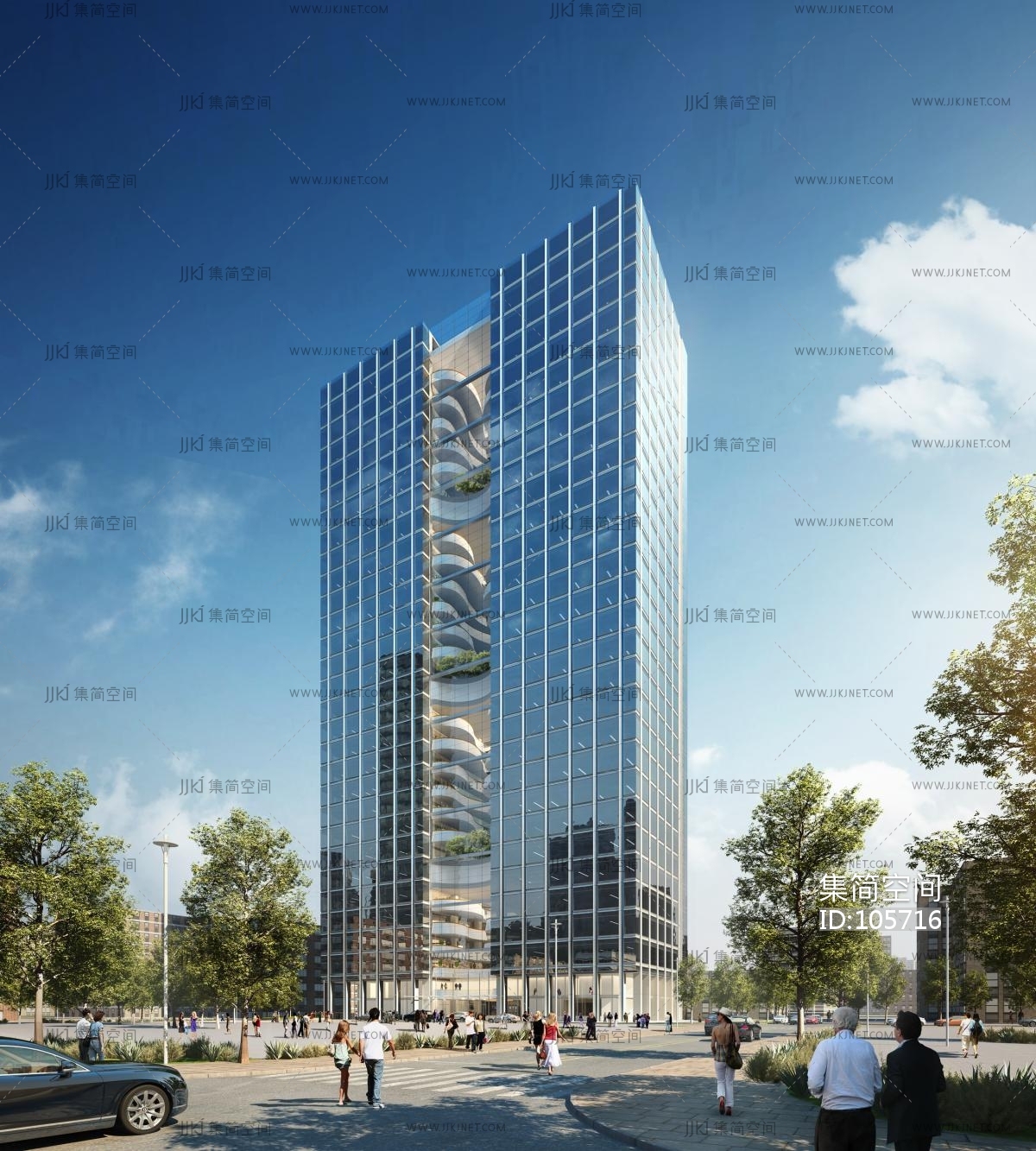 现代高层办公楼建筑外观3d模型下载 【集简空间】「每日更新」