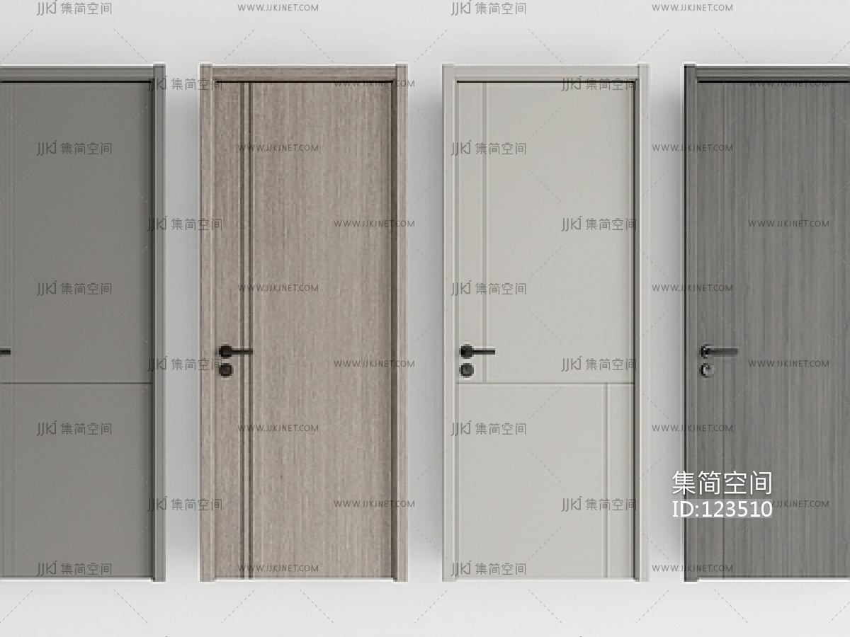 现代单开门房门组合su草图模型下载 【集简空间】「每日更新」