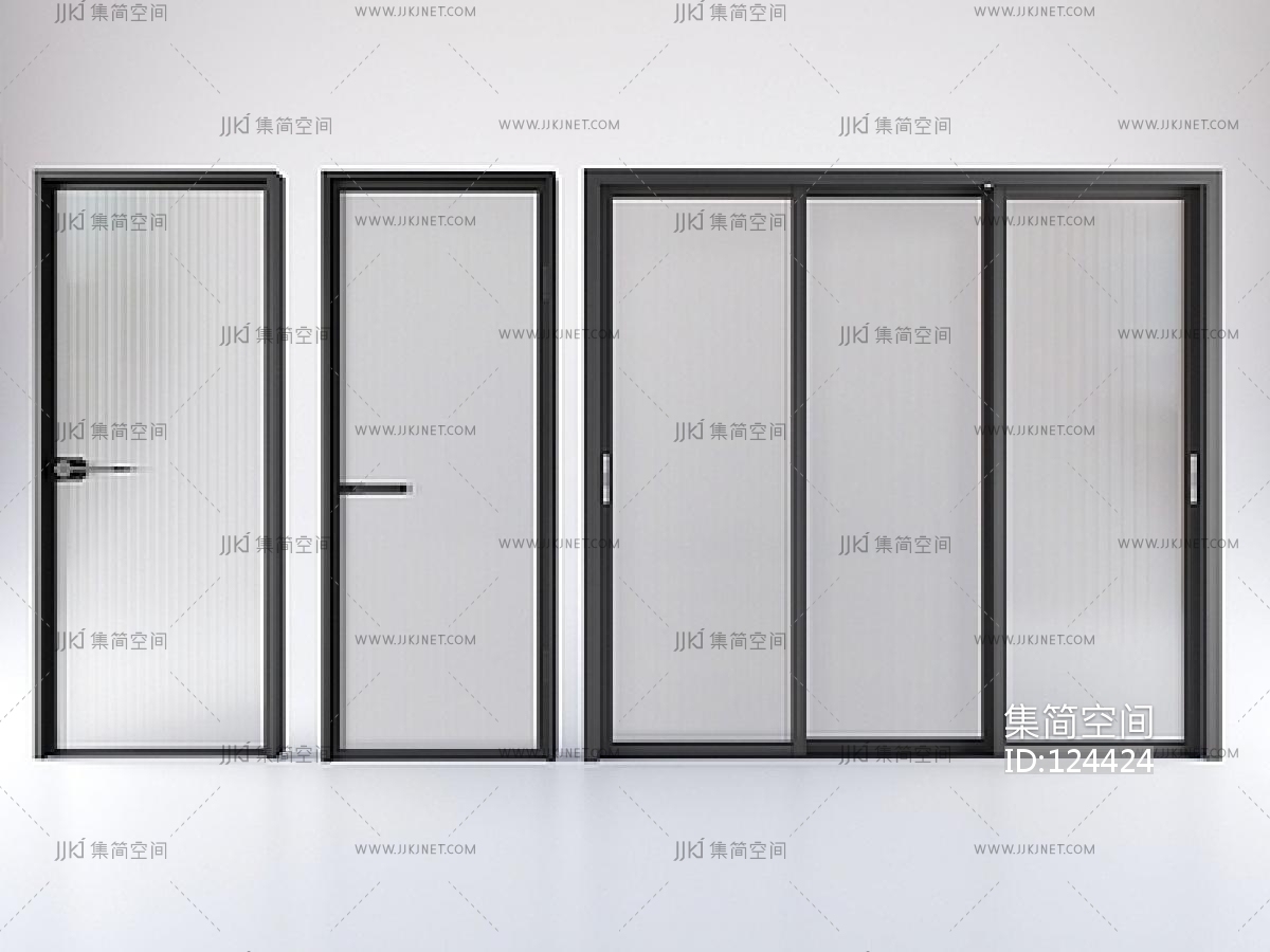 现代长虹玻璃门推拉门su草图模型下载 【集简空间】「每日更新」
