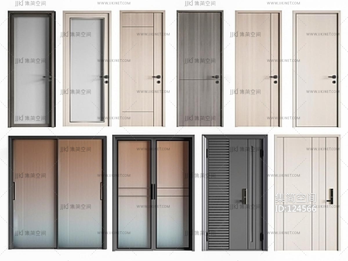 现代单开门卧室门su草图模型下载 【集简空间】「每日更新」