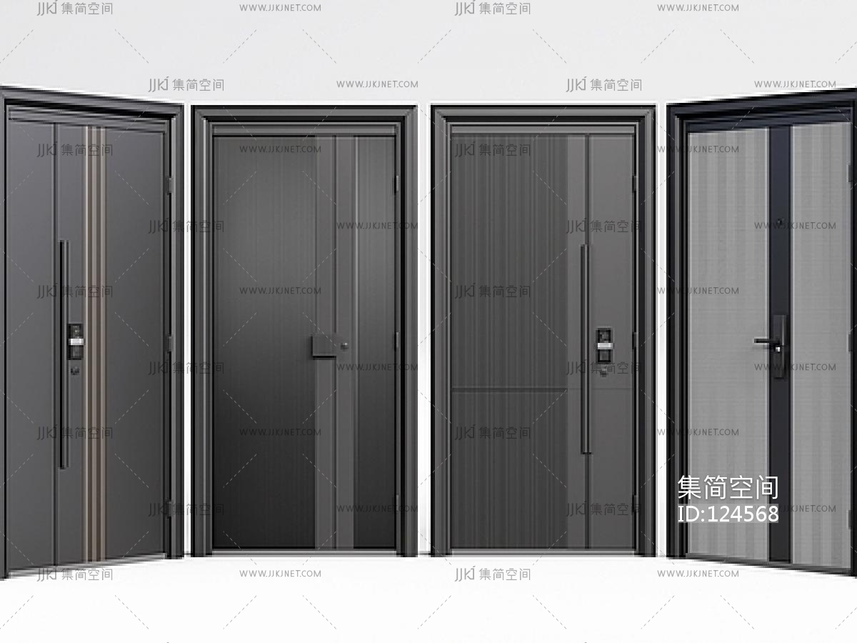 现代入户门子母门单开门su草图模型下载 【集简空间】「每日更新」