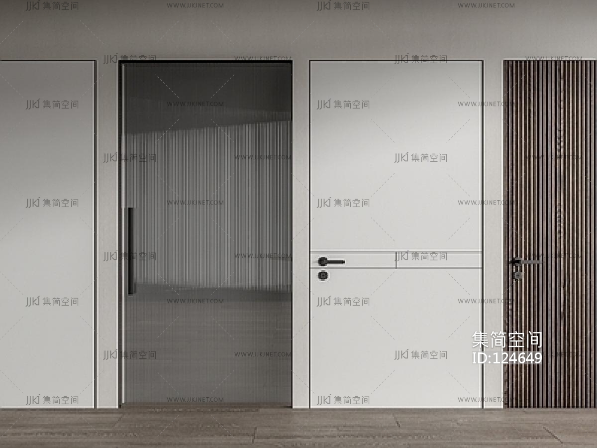 现代极简门组合su草图模型下载 【集简空间】「每日更新」