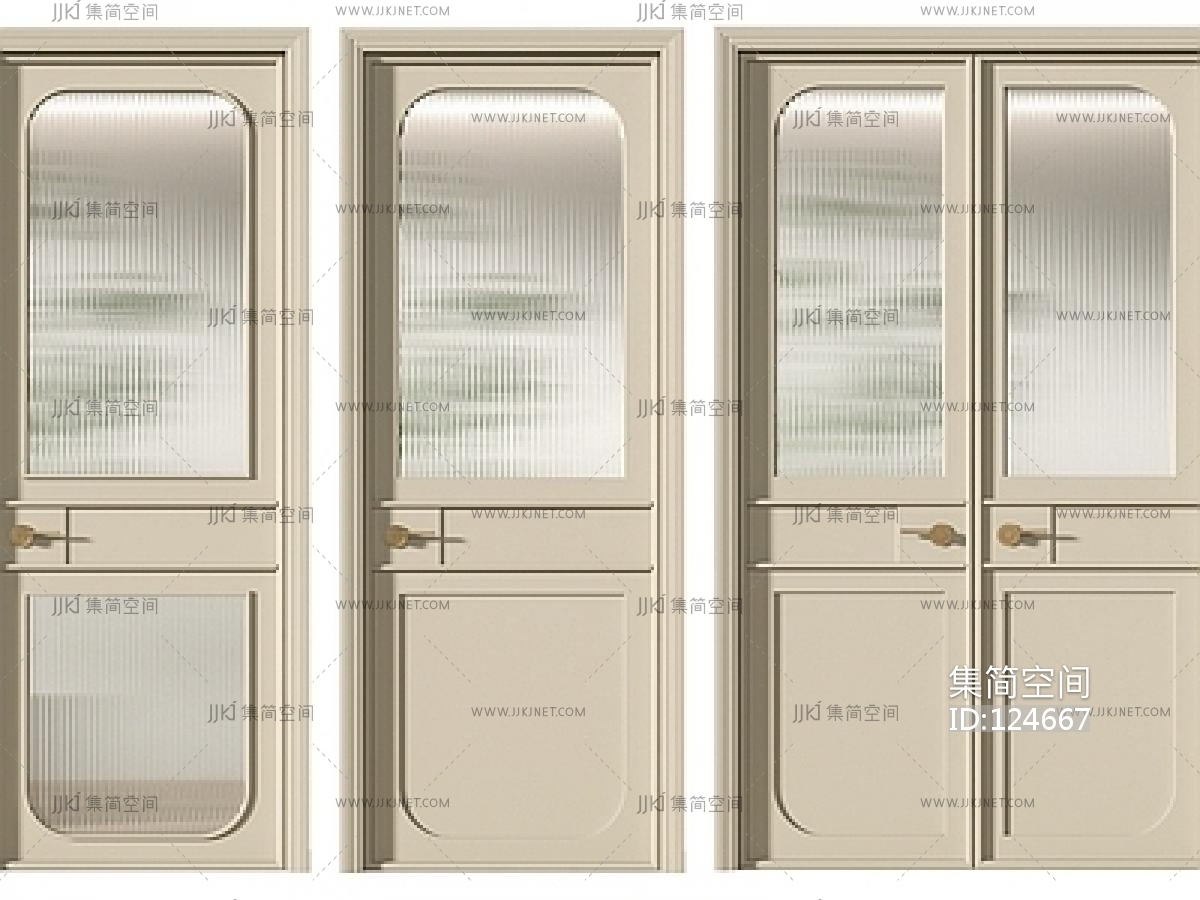 现代单开玻璃门双开玻璃门su草图模型下载 【集简空间】「每日更新」