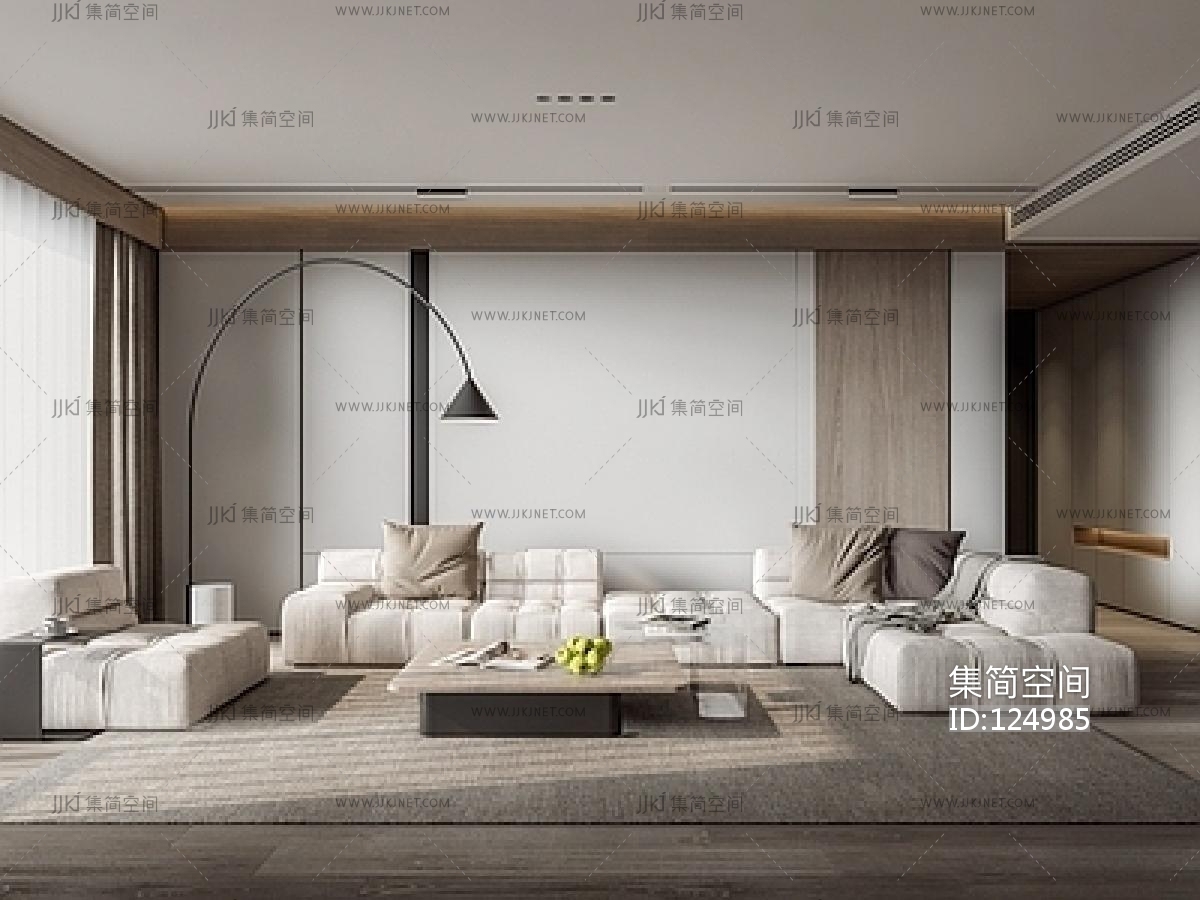 现代客厅su草图模型下载 【集简空间】「每日更新」
