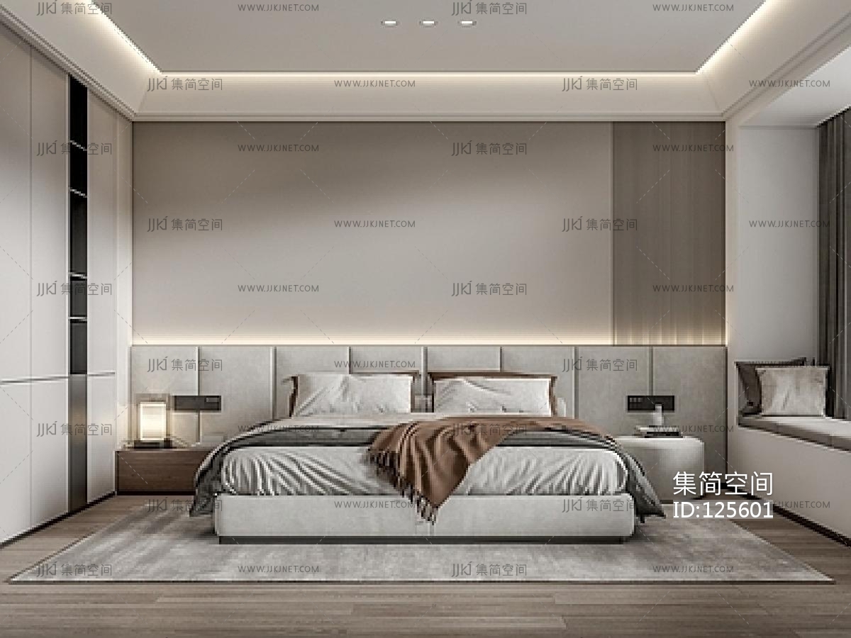 现代卧室su草图模型下载 【集简空间】「每日更新」
