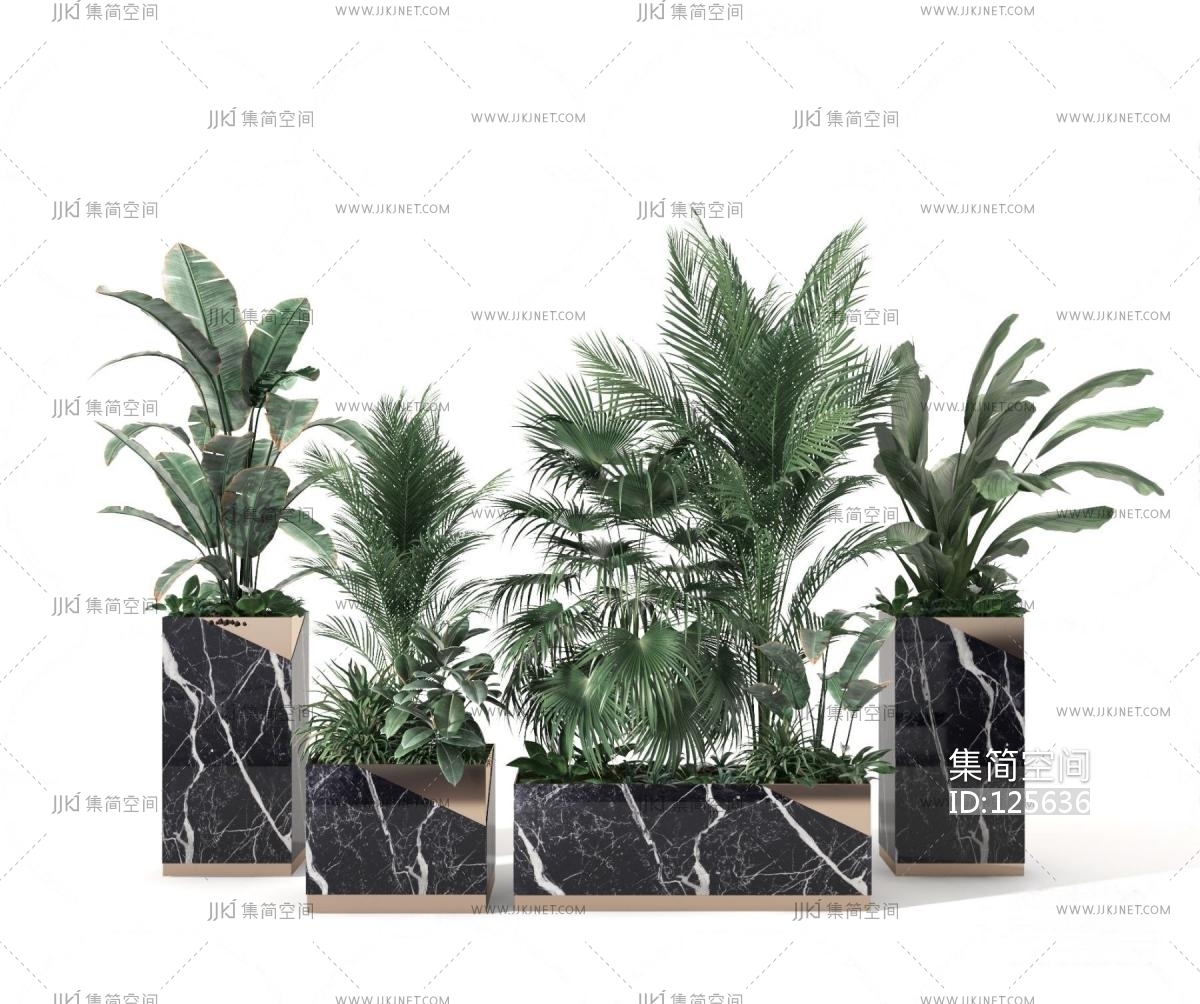 现代绿植盆栽 3d模型下载 【集简空间】「每日更新」