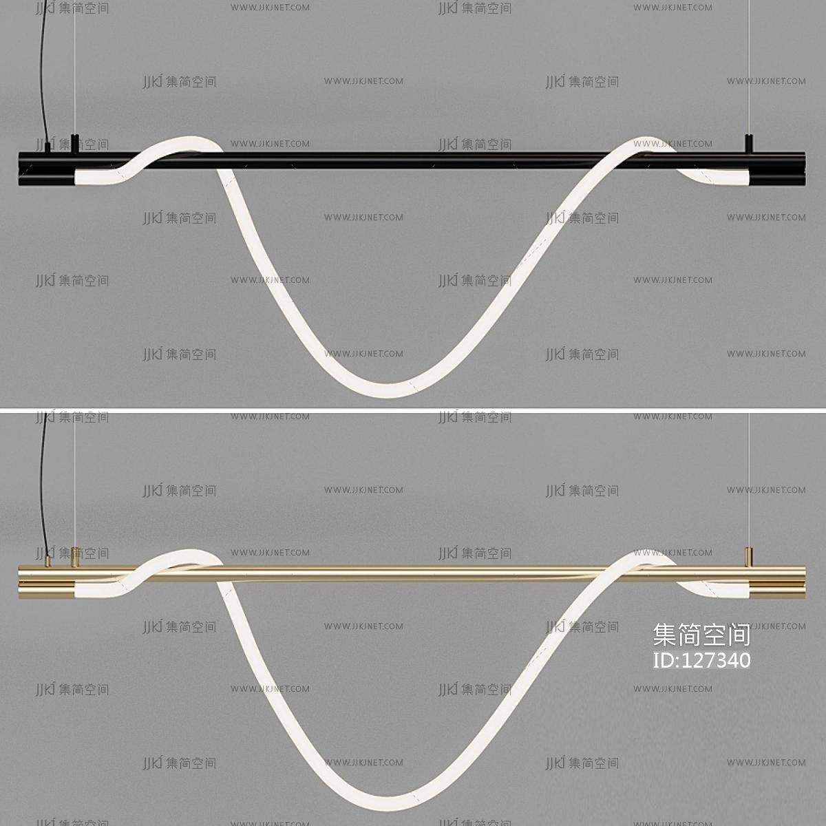 现代条形长条线性吊灯 Su草图模型下载 【集简空间】「每日更新」